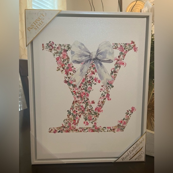 Enywear | Wall Decor | Inspired Lv Sparkly Floral Art With Bow Accent ...